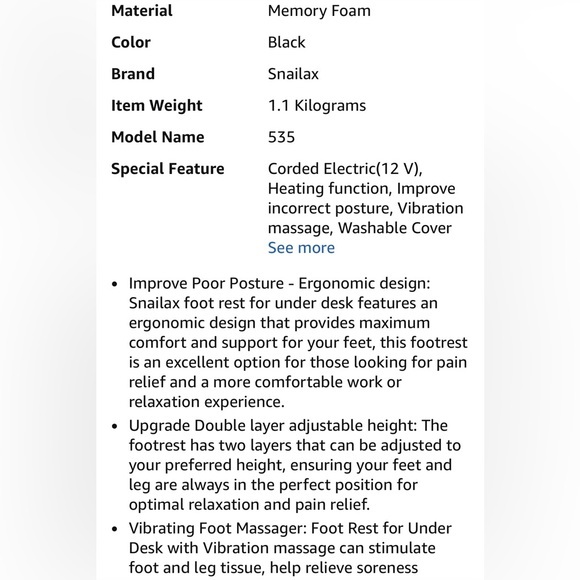 snaillax | Other | Brand New Naila Black Heated Foot Rest With ...